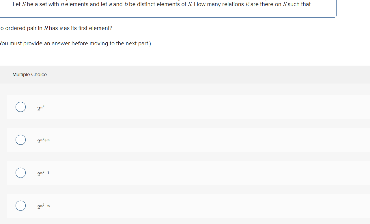 Solved Let S be a set with n elements and let a and b be | Chegg.com