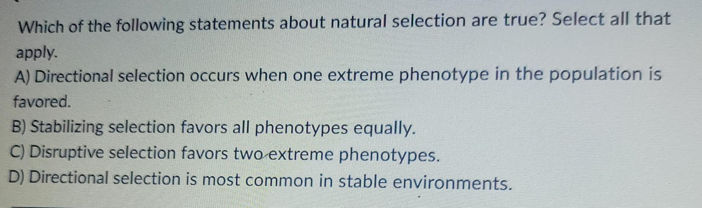 Solved Which of the following statements about natural | Chegg.com
