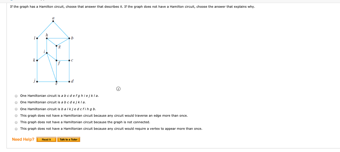 Solved If the graph has a Hamilton circuit, choose that | Chegg.com