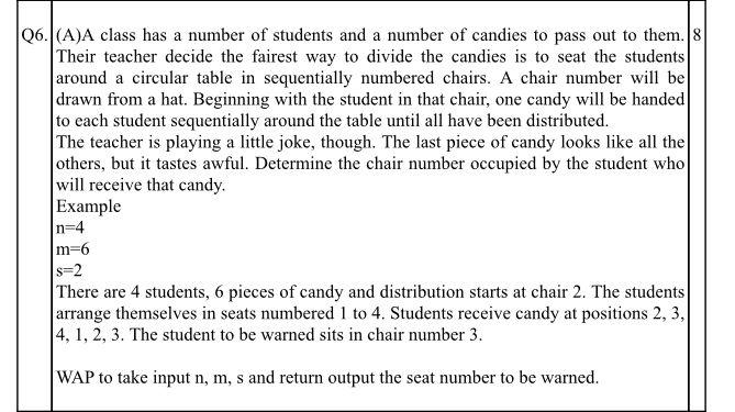 Solved Q6. (A)A class has a number of students and a number | Chegg.com