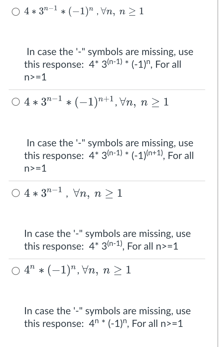 Solved Find the correct explicit formula for a sequence of | Chegg.com