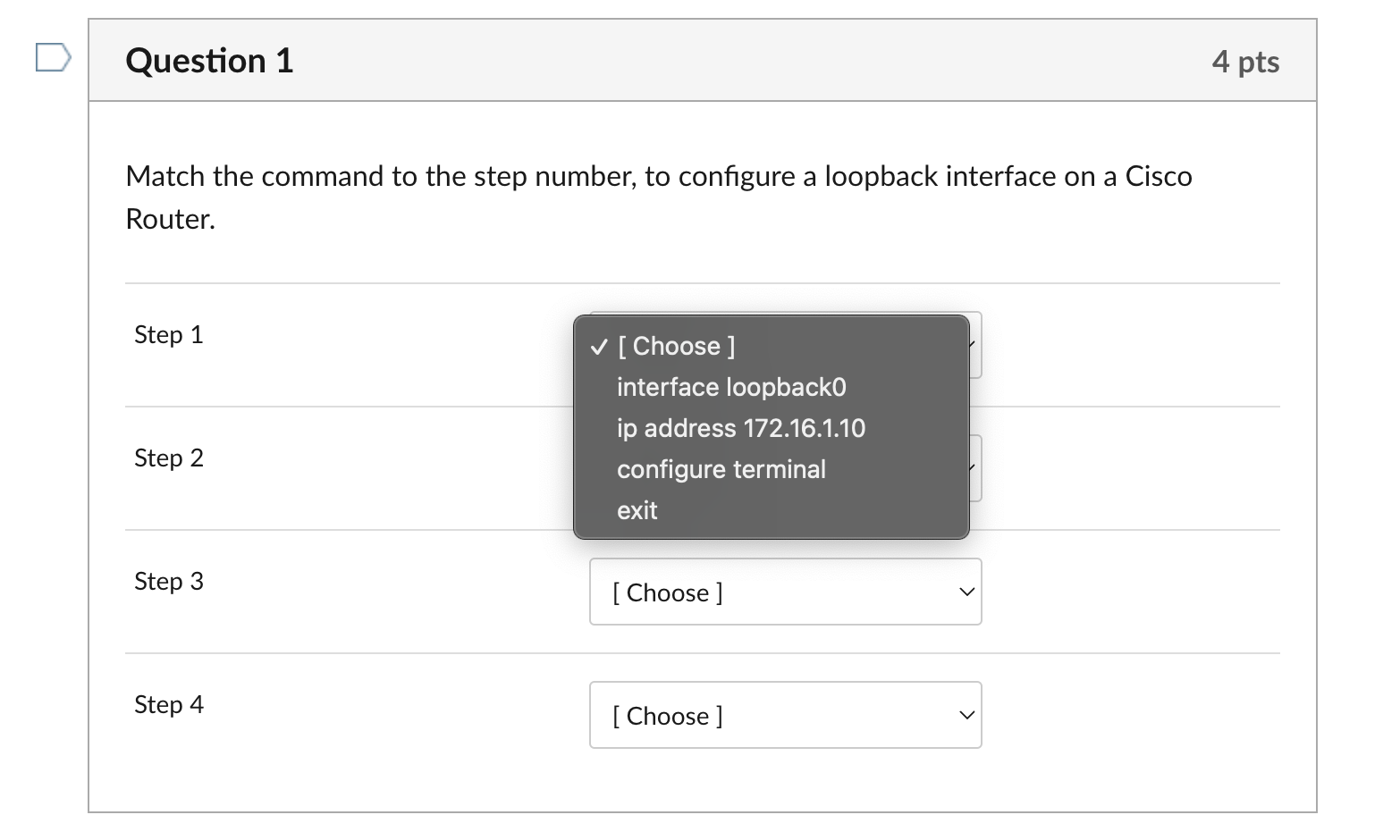 Solved Question 1Match the command to the step number, to | Chegg.com