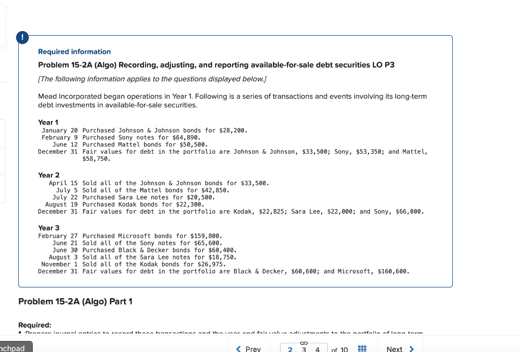 Solved Required information Problem 15-2A (Algo) Recording, | Chegg.com