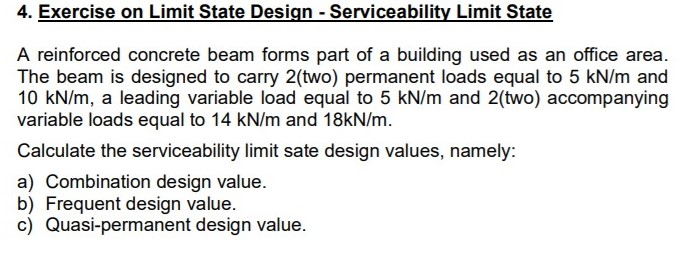 4. Exercise on Limit State Design - Serviceability | Chegg.com