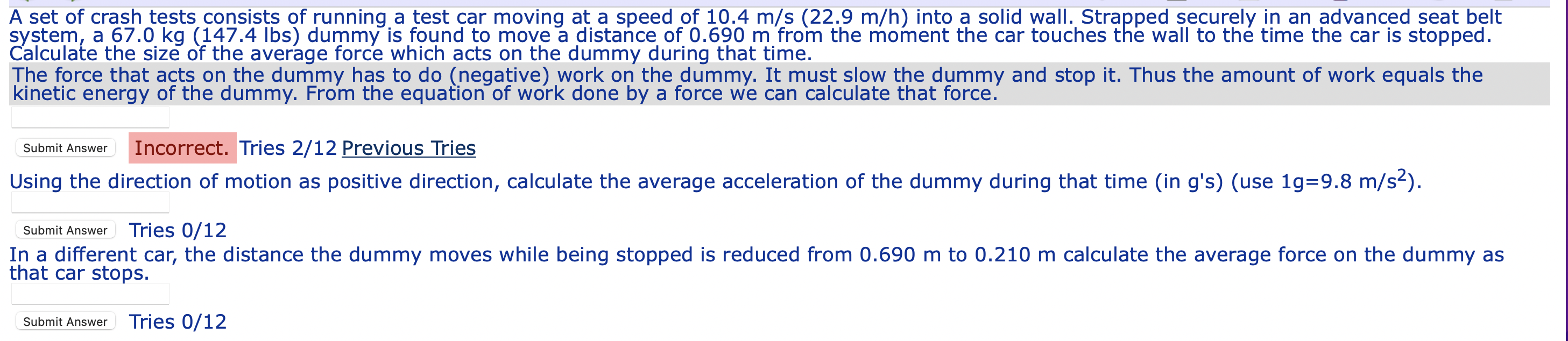 Solved A set of crash tests consists of running a test car | Chegg.com