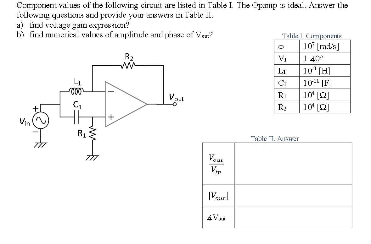 Solved Component values of the following circuit are listed | Chegg.com
