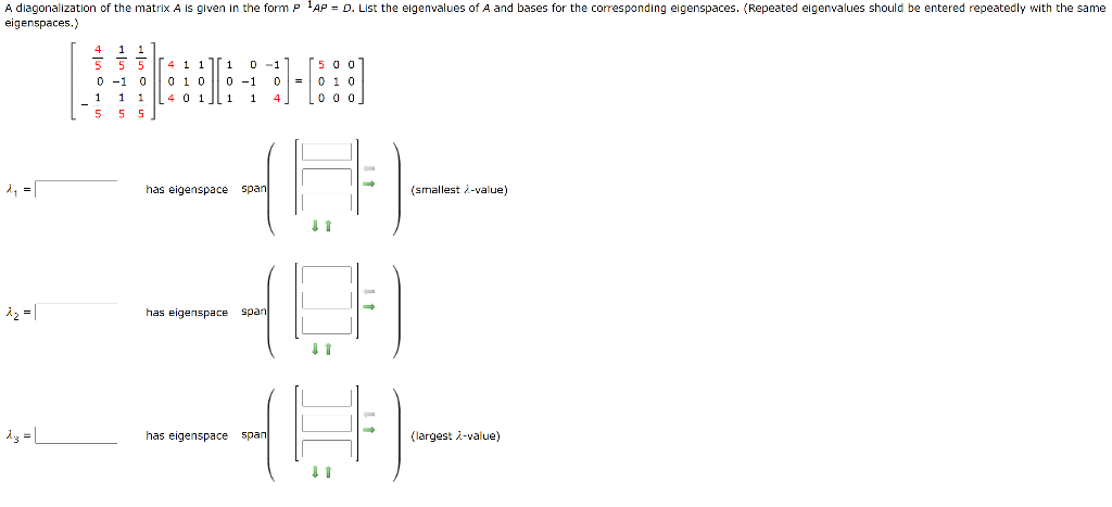 Solved A diagonalization of the matrix A is given in the | Chegg.com