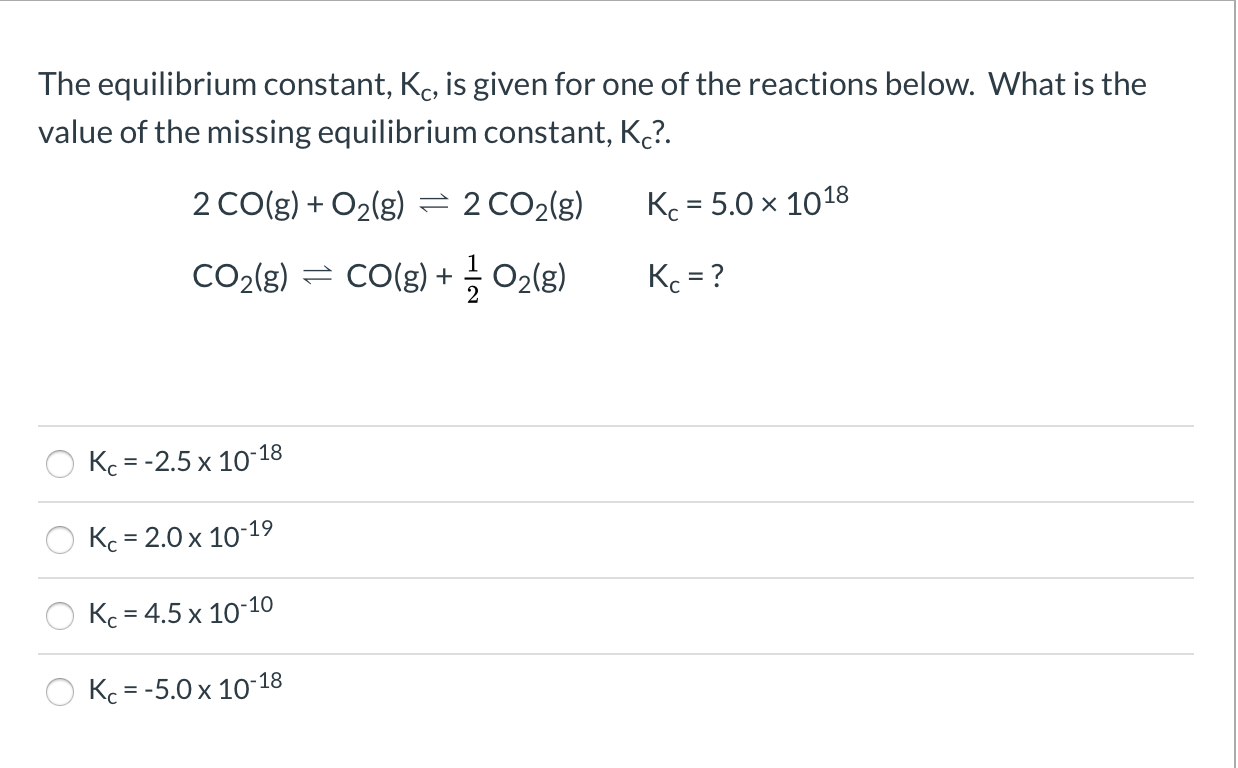 Solved What is the equilibrium expression for the following | Chegg.com