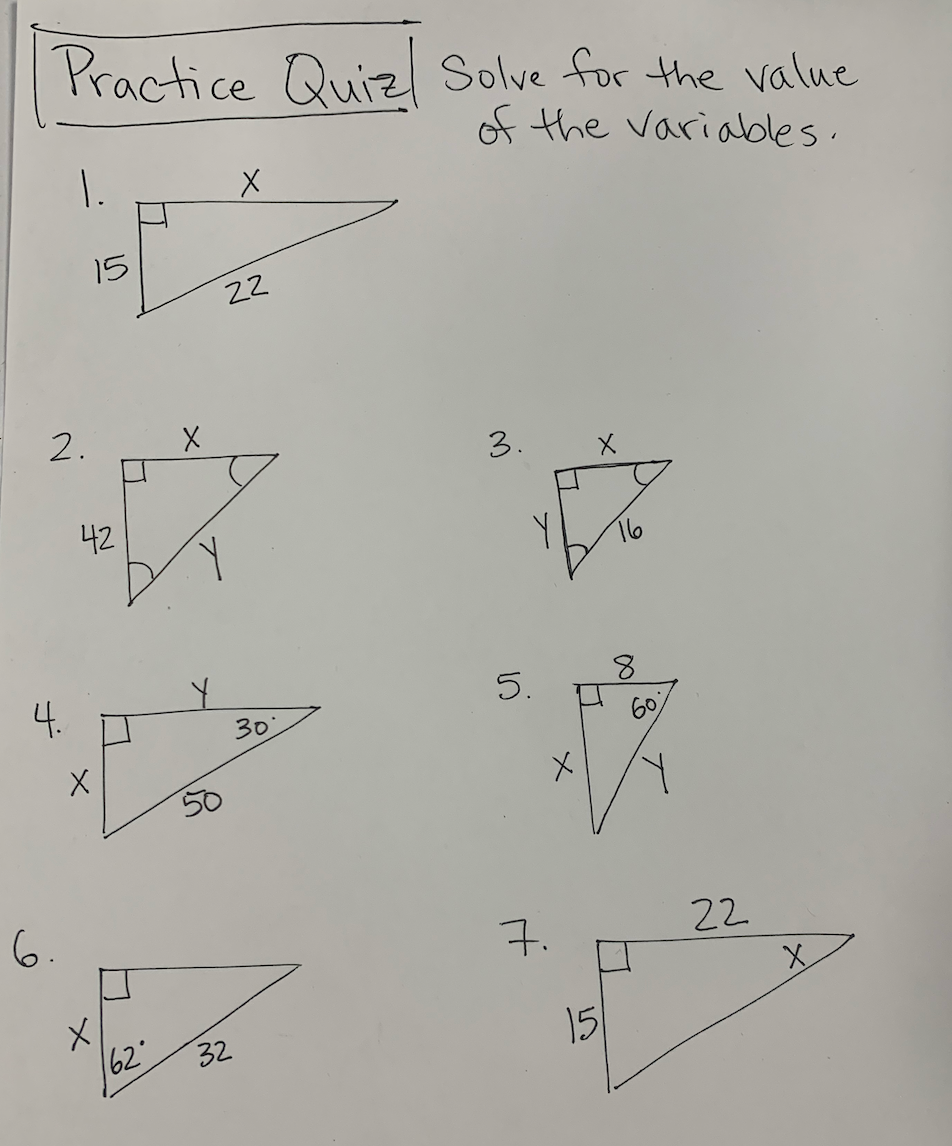 Practice Quizl Solve for the value of the variables. | Chegg.com