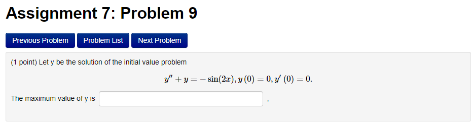 Solved Assignment 7: Problem 9 Previous Problem Problem List | Chegg.com