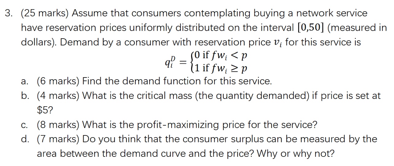 Solved 3. (25 marks) Assume that consumers contemplating | Chegg.com