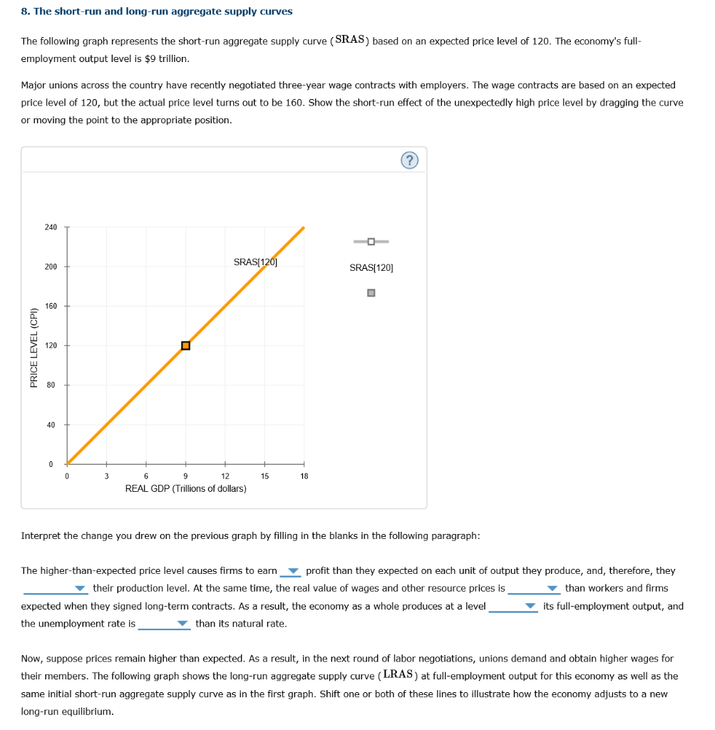 Solved 8. The short-run and long-run aggregate supply curves | Chegg.com