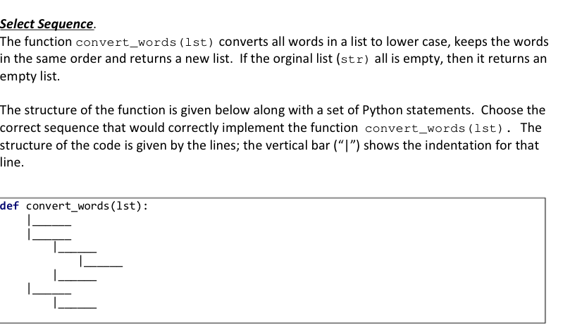 Solved Select Sequence. The function convert_words (1st) | Chegg.com