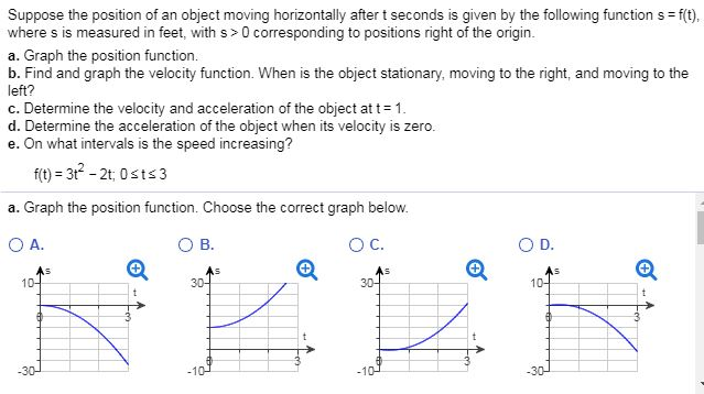 Solved Suppose the position of an object moving horizontally | Chegg.com