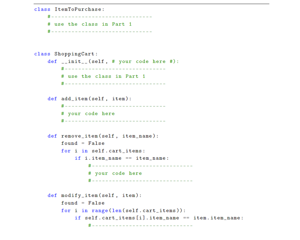 Solved 1 Build The Shoppingcart Class With The Following 