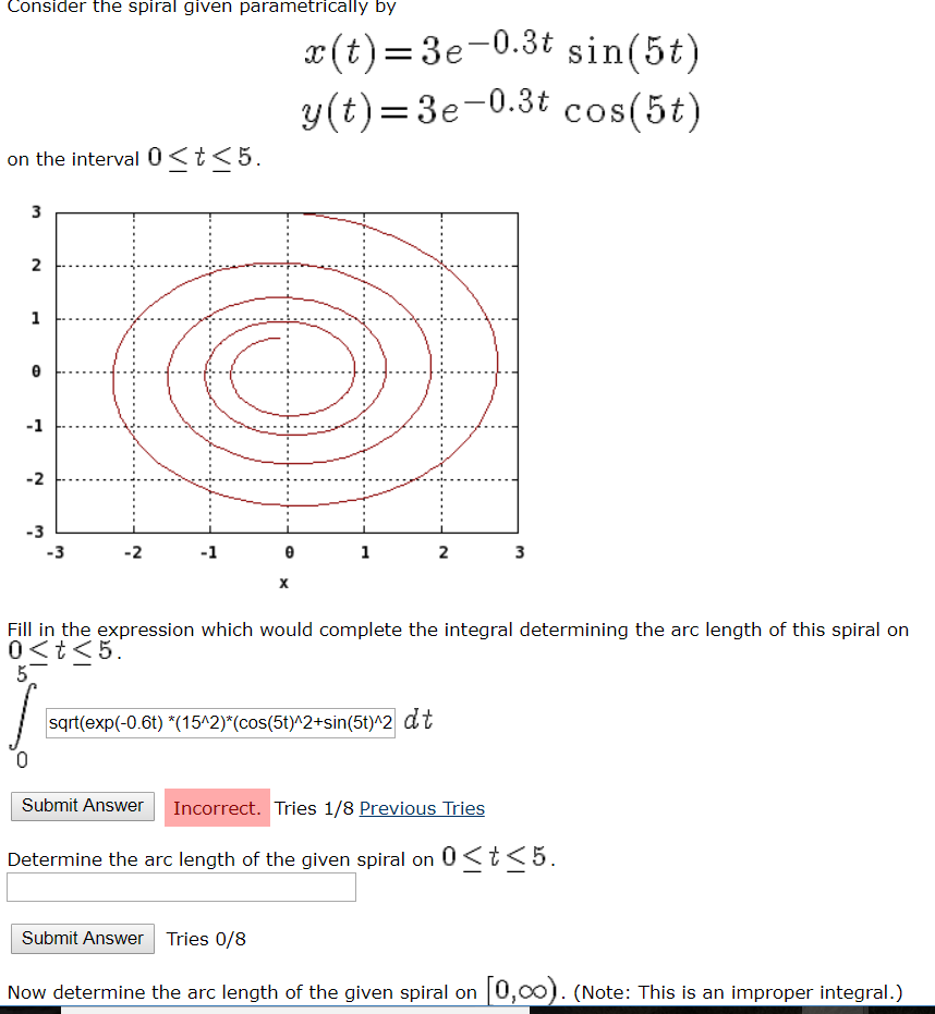 Solved Consider the spiral given parametrically by | Chegg.com
