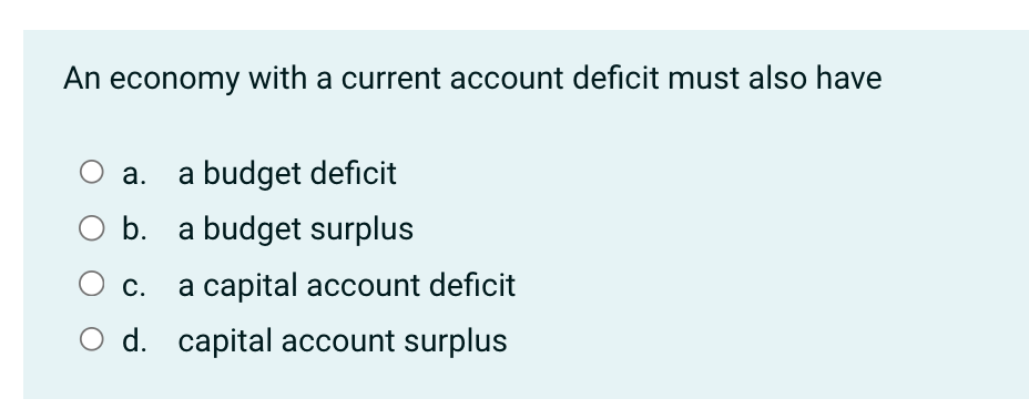 Solved An economy with a current account deficit must also | Chegg.com