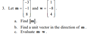 Solved 3. Let \\( \\mathbf{m}=\\left[\\begin{array}{c}-3 | Chegg.com