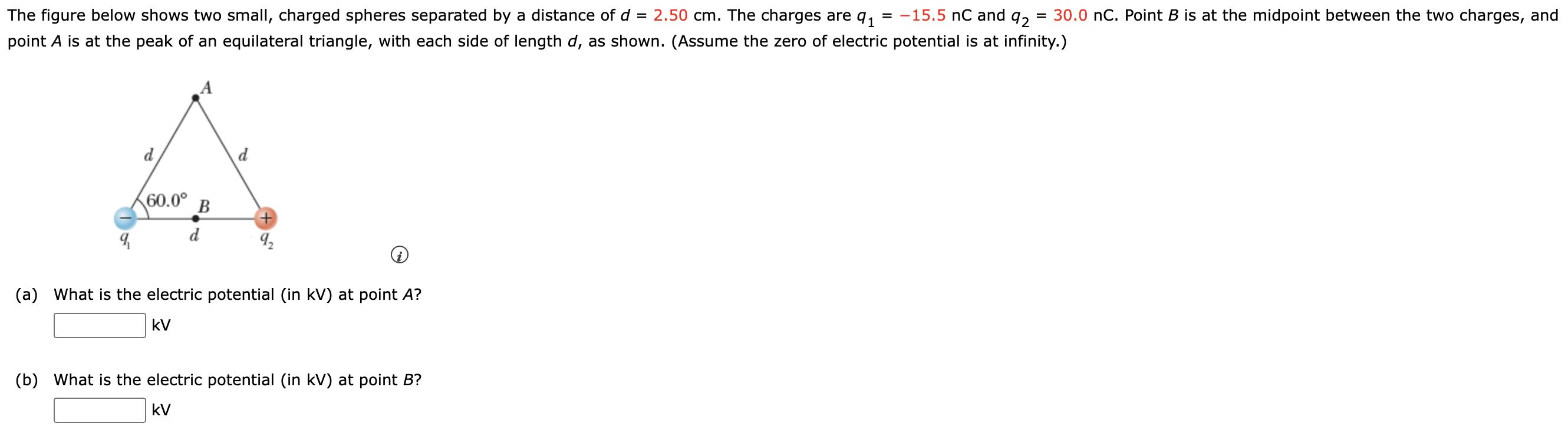 Solved point A is at the peak of an equilateral triangle, | Chegg.com