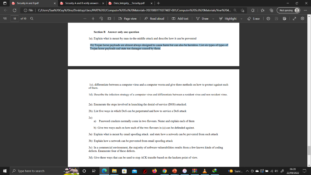 Solved Section B Answer Only One Question La Explain What