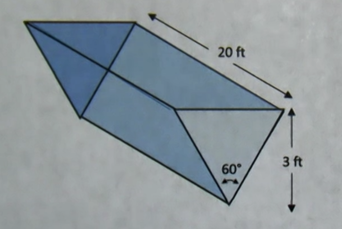Solved A V-shaped trough of length 20 feet is filled with | Chegg.com