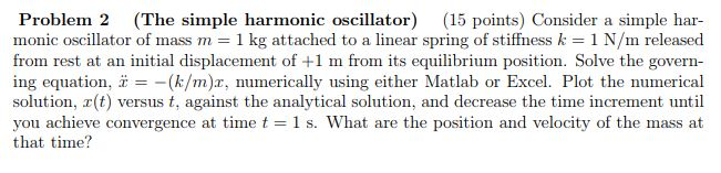 Solved Problem 2 (The simple harmonic oscillator) (15 | Chegg.com