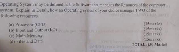 Solved Operating System may be defined as the Software that | Chegg.com