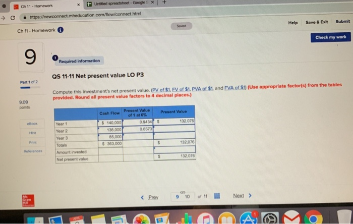 Solved Help Save&Exit Submit Ch 11- Homework Check my work 9 | Chegg.com