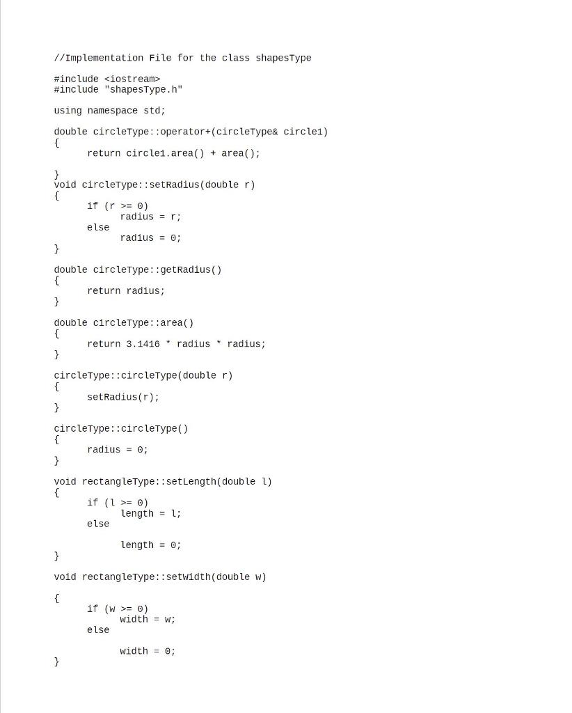 Solved Use the circleType class and rectangleType class and | Chegg.com