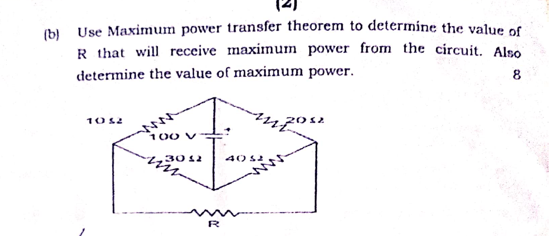 Solved Use Maximum power transfer theorem to determine the | Chegg.com