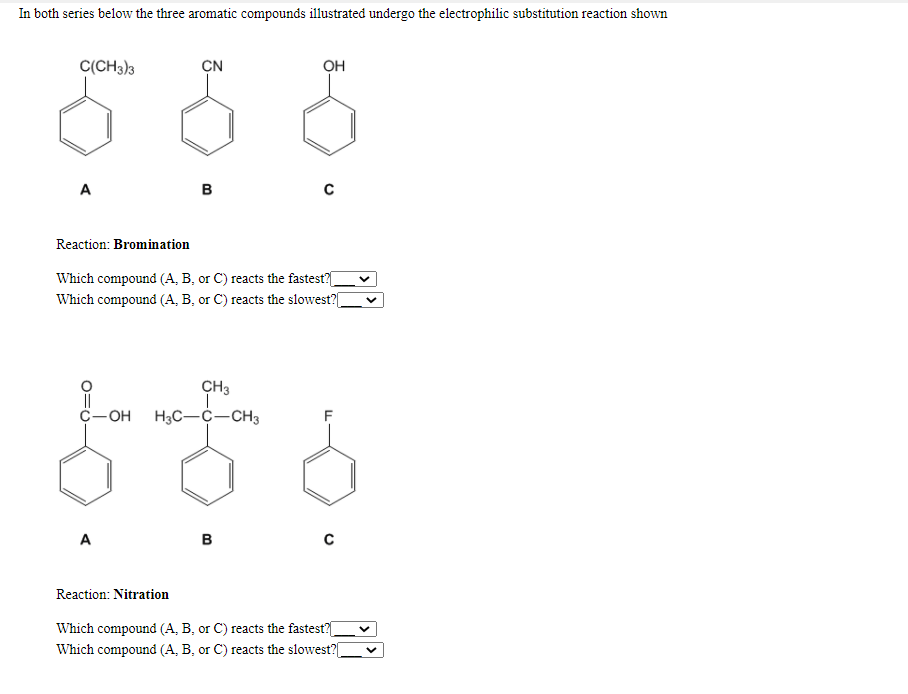 Solved In both series below the three aromatic compounds | Chegg.com