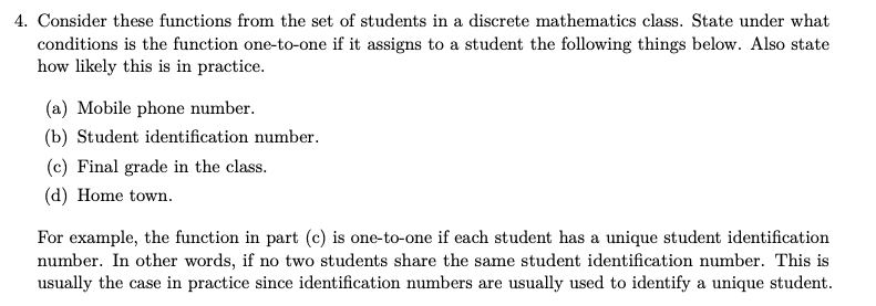 Solved 4. Consider these functions from the set of students | Chegg.com