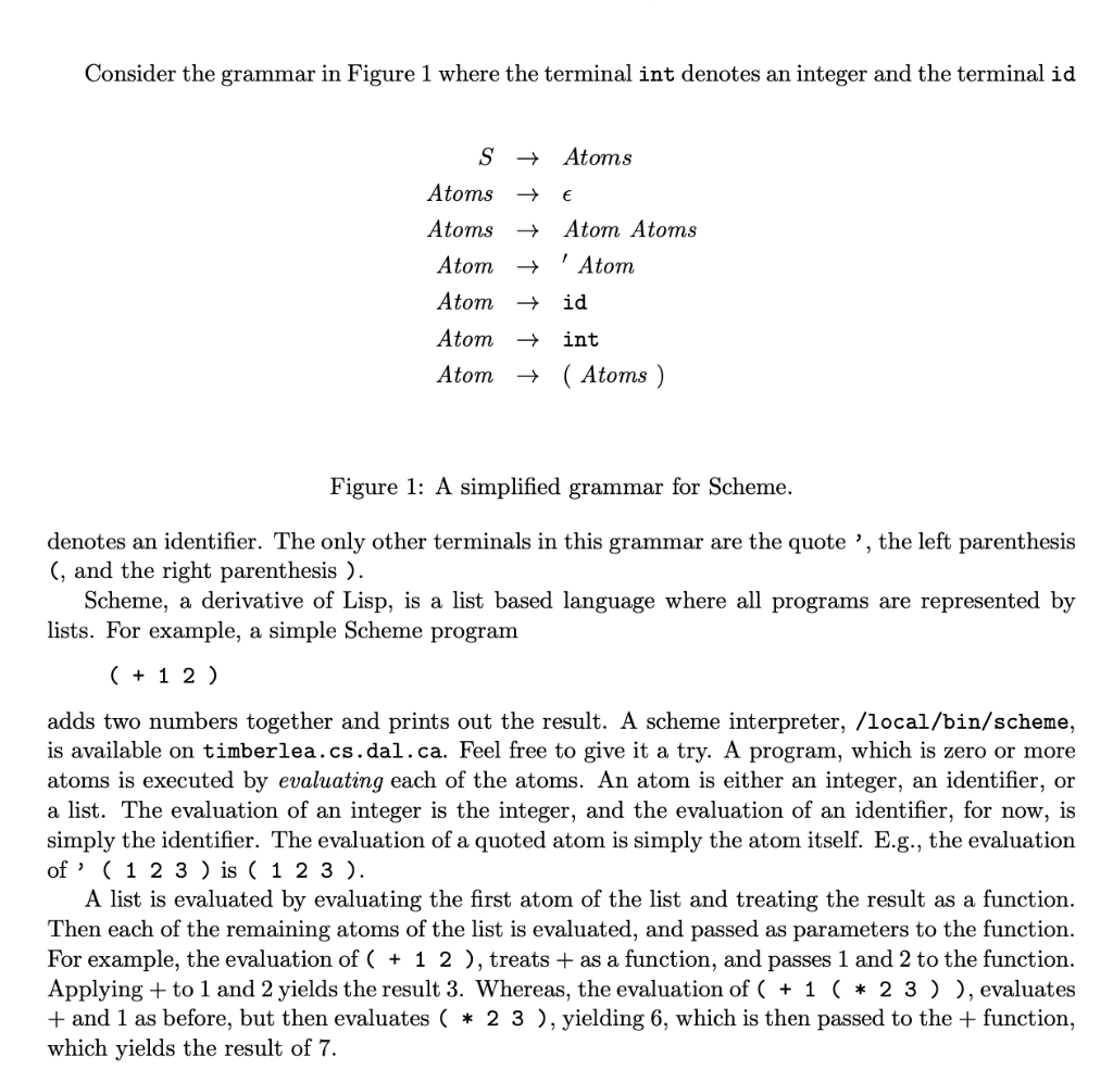 Consider the grammar in Figure 1 where the terminal | Chegg.com