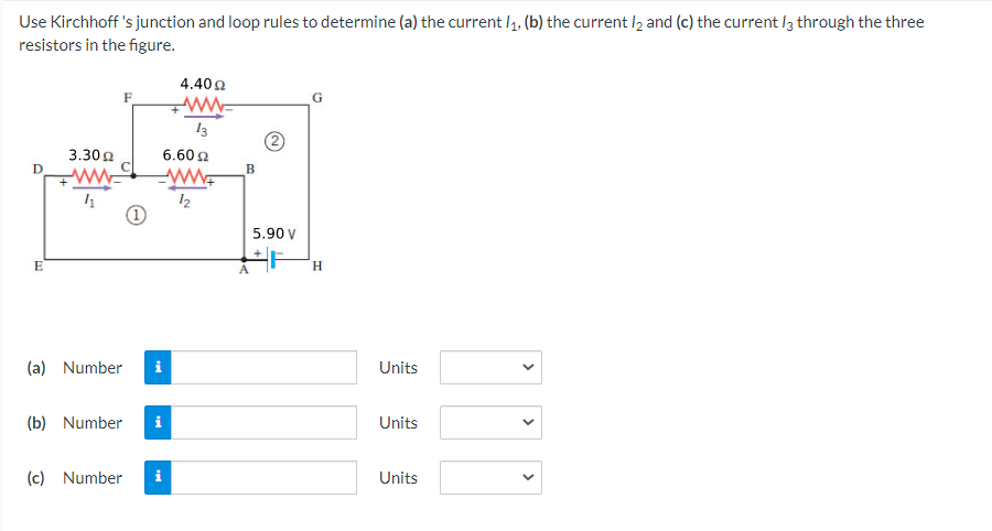 Solved Use Kirchhoff 's junction and loop rules to determine | Chegg.com
