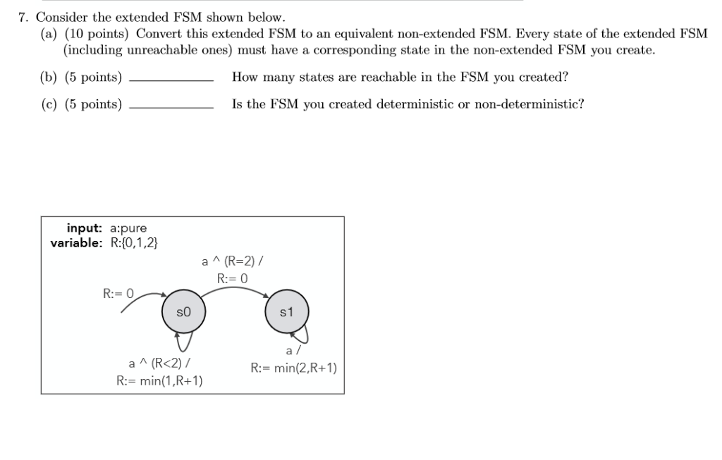 7. Consider the extended FSM shown below (a) (10 | Chegg.com