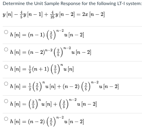 Solved Determine the Unit Sample Response for the following | Chegg.com