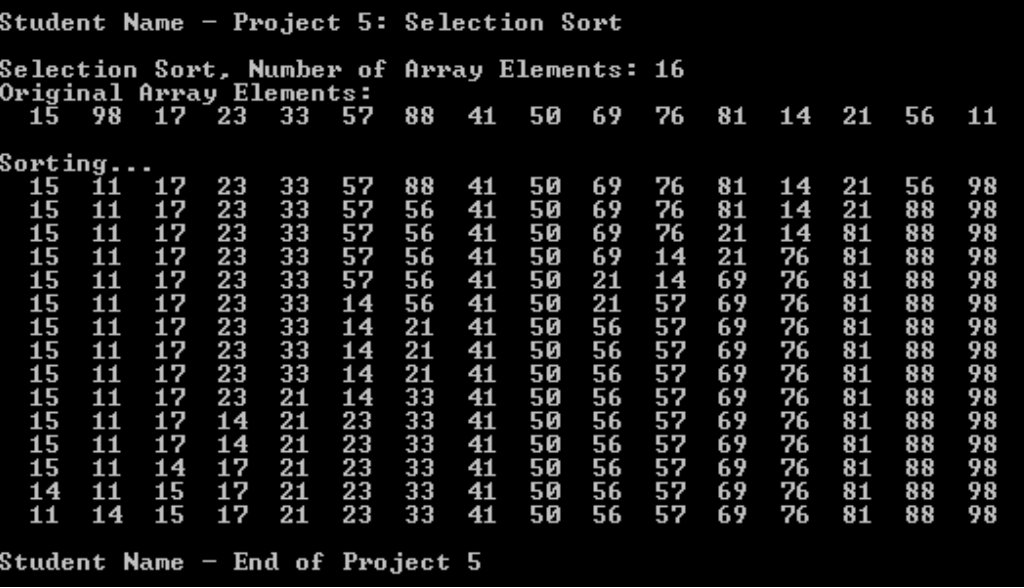 Write selection sort in higher level assembly | Chegg.com