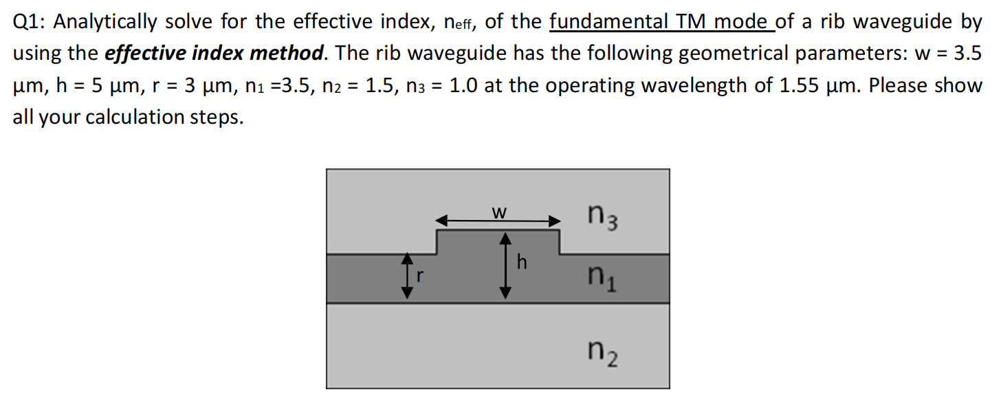 Solved Q1: Analytically solve for the effective index, Neff, | Chegg.com