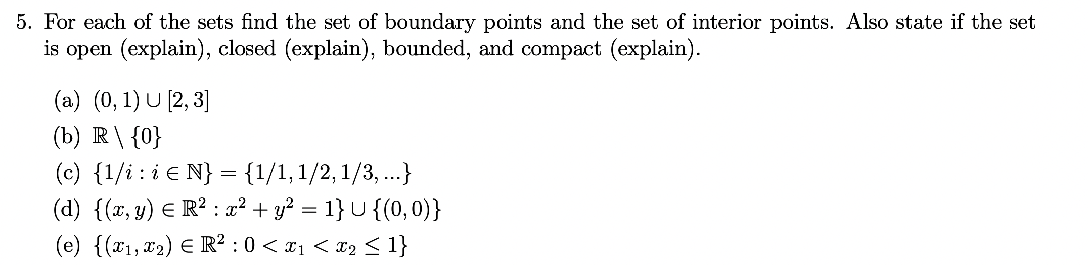 Solved 5. For each of the sets find the set of boundary | Chegg.com