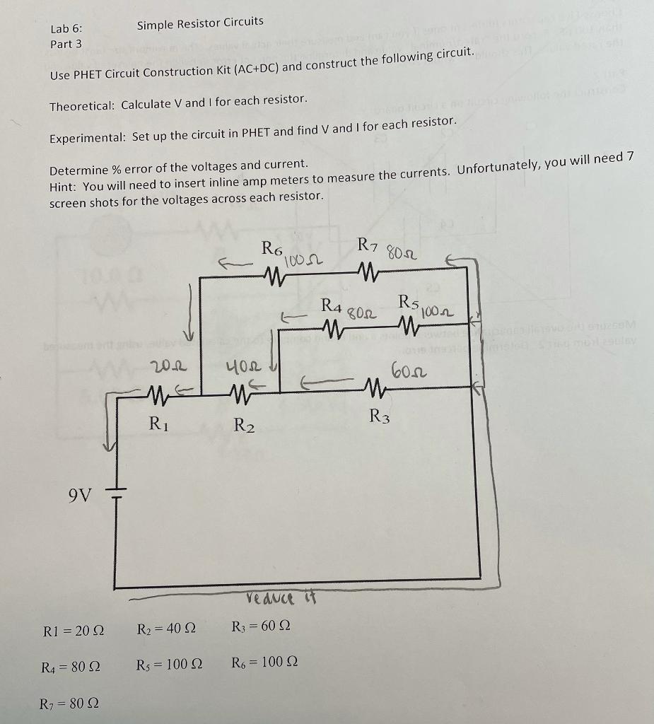 Solved Simple Resistor Circuits Lab 6: Part 3 Use PHET | Chegg.com