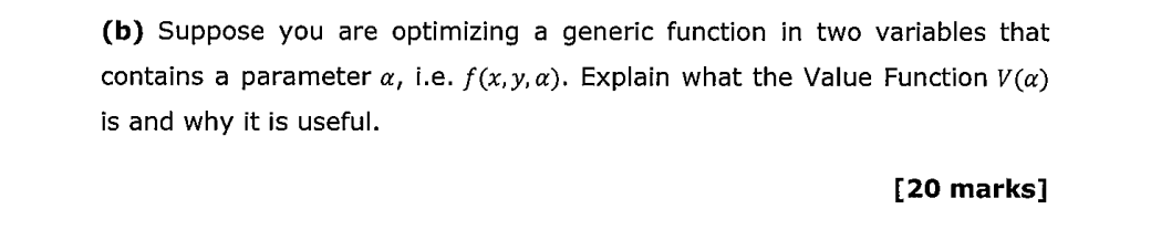 Solved B Suppose You Are Optimizing A Generic Function In 