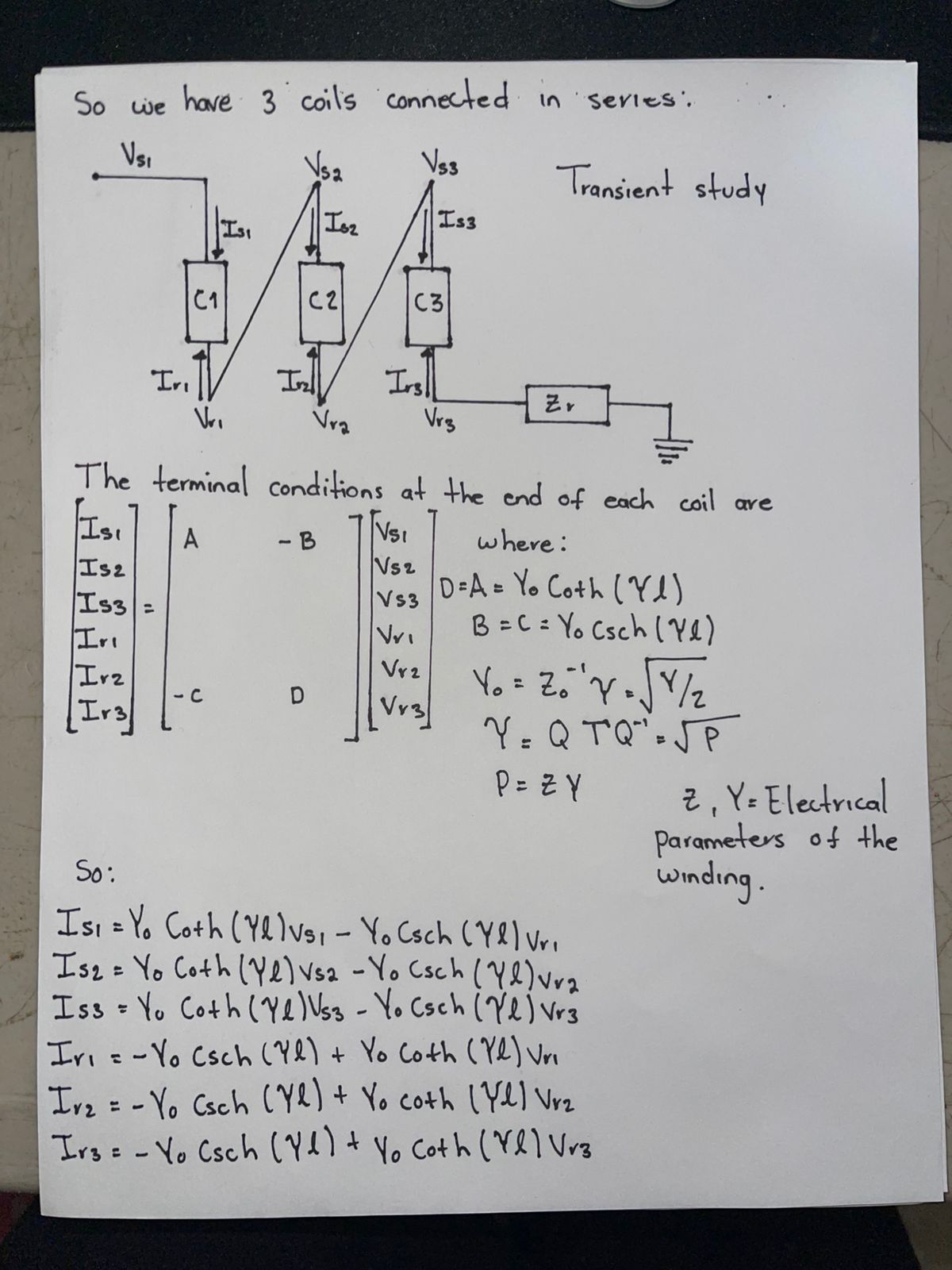 Solved Im using the multiconductor transmision line model | Chegg.com