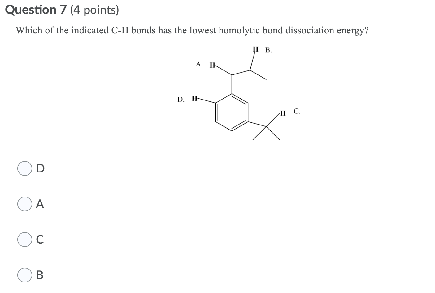 Solved Question 7 (4 points) Which of the indicated C-H | Chegg.com