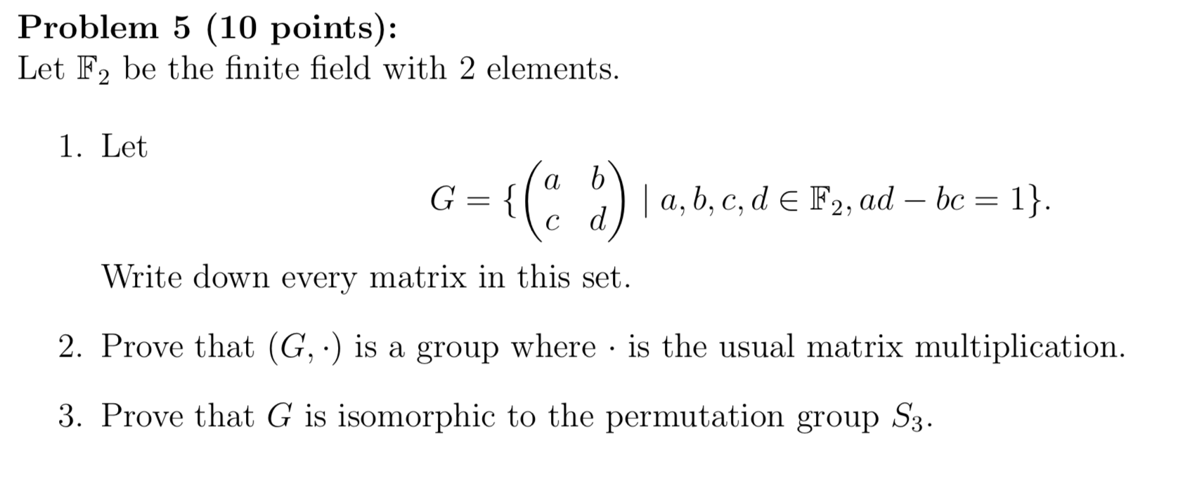 Solved Problem 5 (10 points): Let F2 be the finite field | Chegg.com