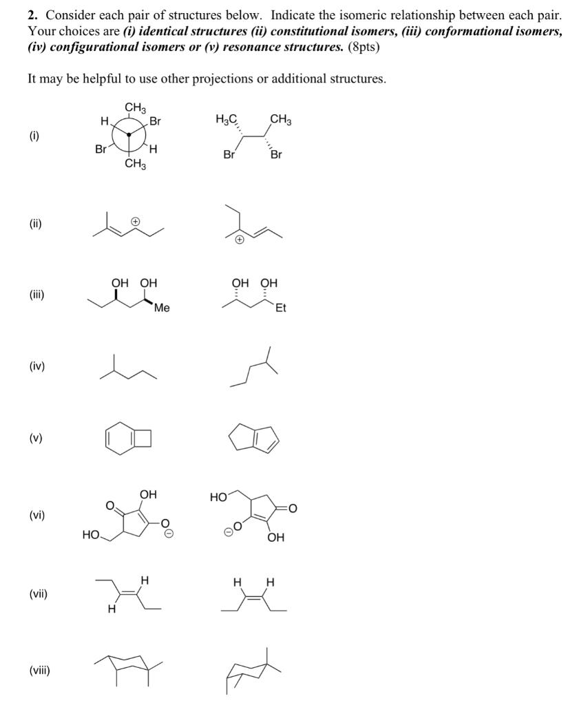 Solved 2. Consider each pair of structures below. Indicate | Chegg.com