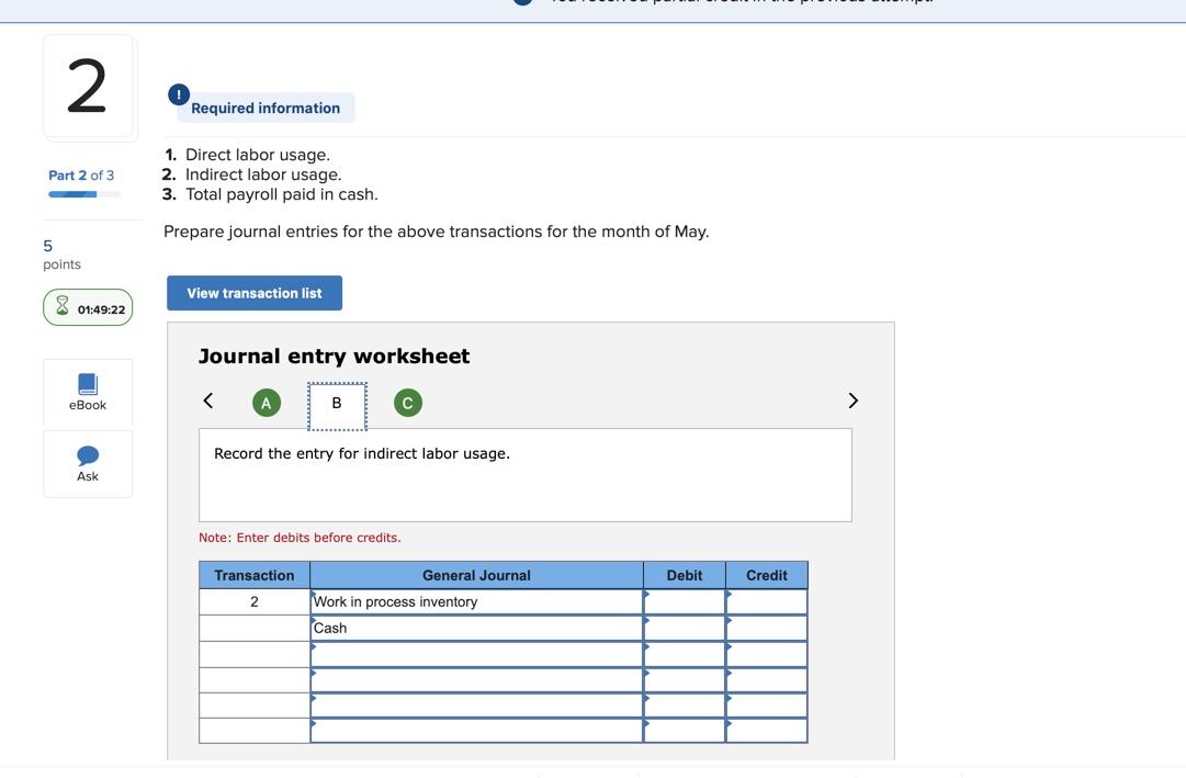 Solved 2 Required information Part 2 of 3 1. Direct labor | Chegg.com