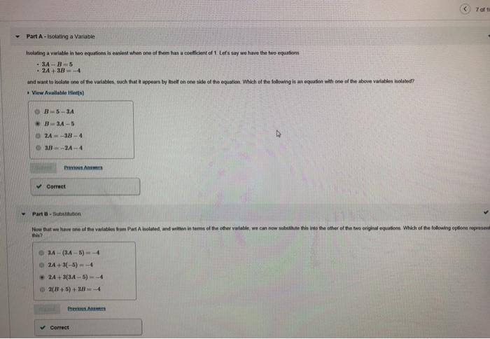 Solved Part A -Isolating a Variable Iselating a variable in | Chegg.com