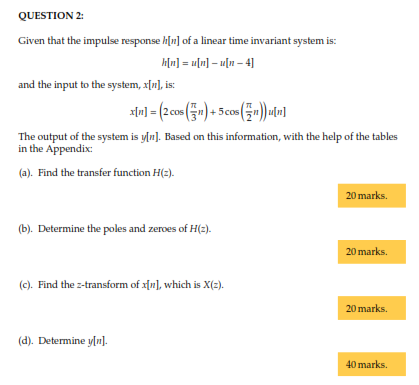 Solved Given that the impulse response h[n] of a linear time | Chegg.com