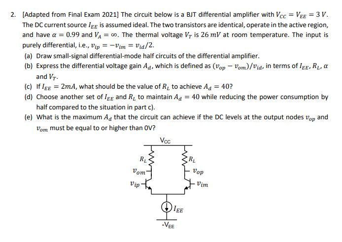 Solved [Adapted from Final Exam 2021] The circuit below is a | Chegg.com