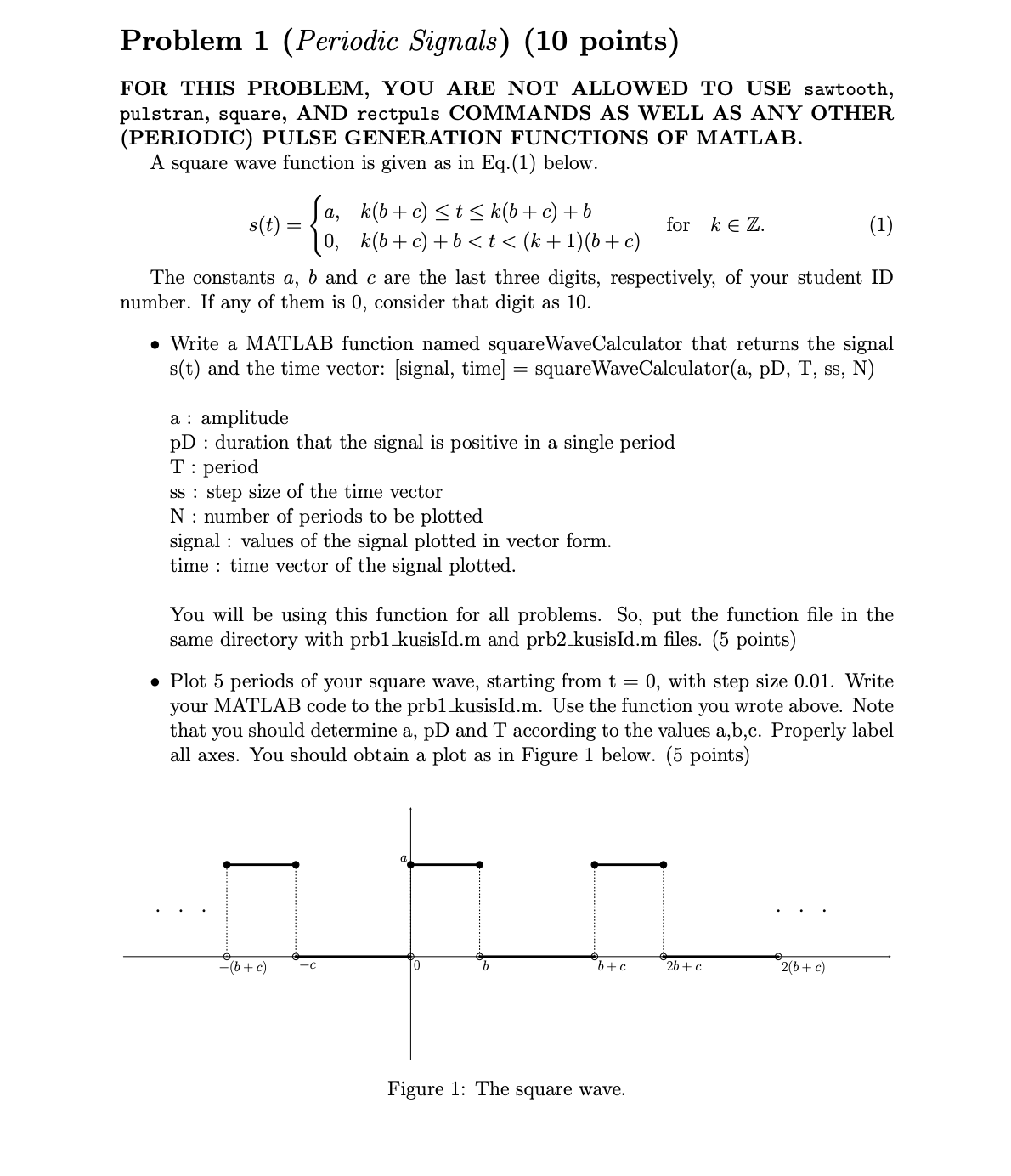 Solved Problem 1 (Periodic Signals) (10 points) FOR THIS | Chegg.com